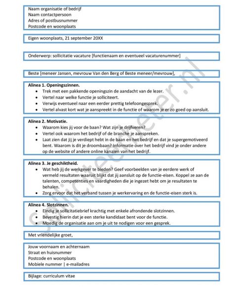 Opmaak Sollicitatiebrief (lay-out). Voorbeelden, template en Tips.